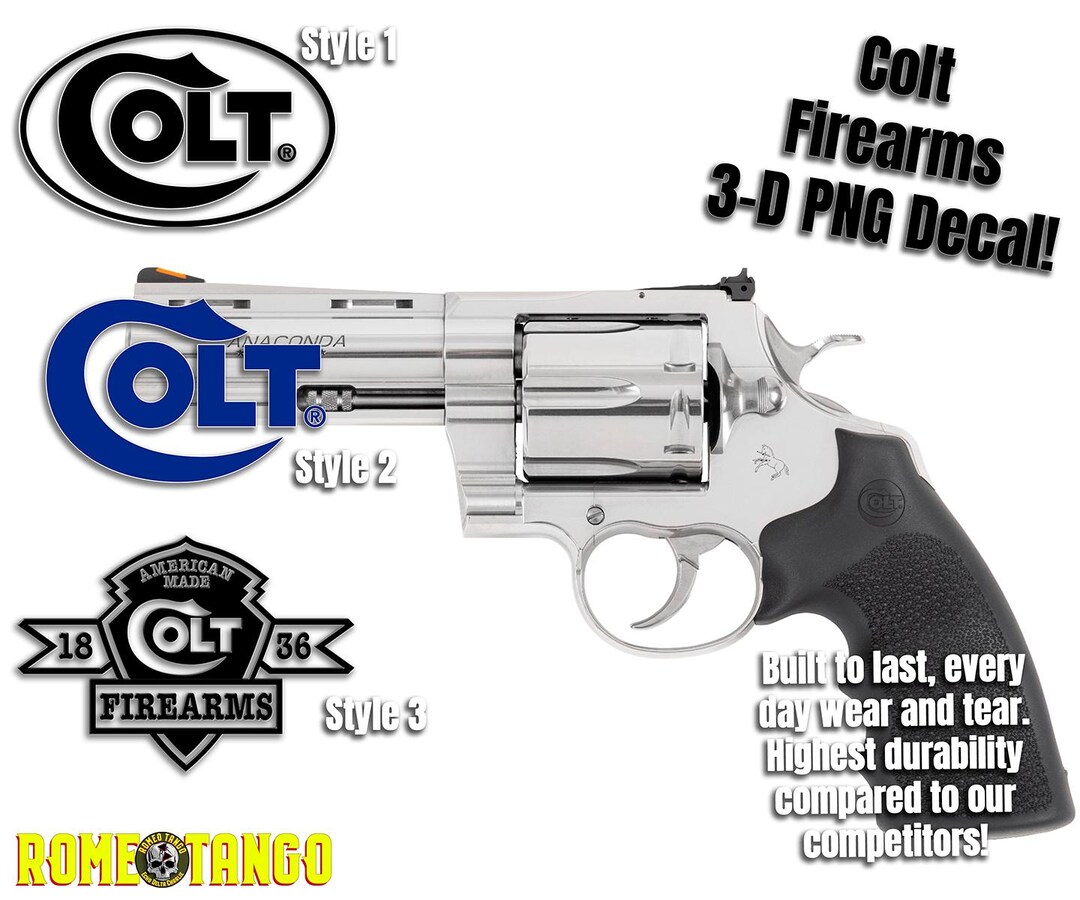 Colt Firearms Decal - Gun Decal - 3D Png UV Sticker - 2nd Amendment ...