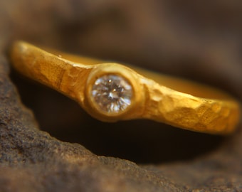 Tiny diamonds gold ring//gold diamond ring//unique diamond | Etsy