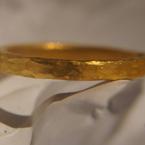 24k Wedding Band//24k Yellow Gold//artisan Hammered - Etsy