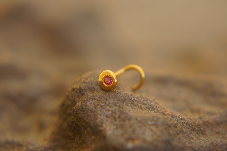 24K Gold Ruby Nose Studs//gold Ruby Nose Stud//solid Gold Nose Piercing ...