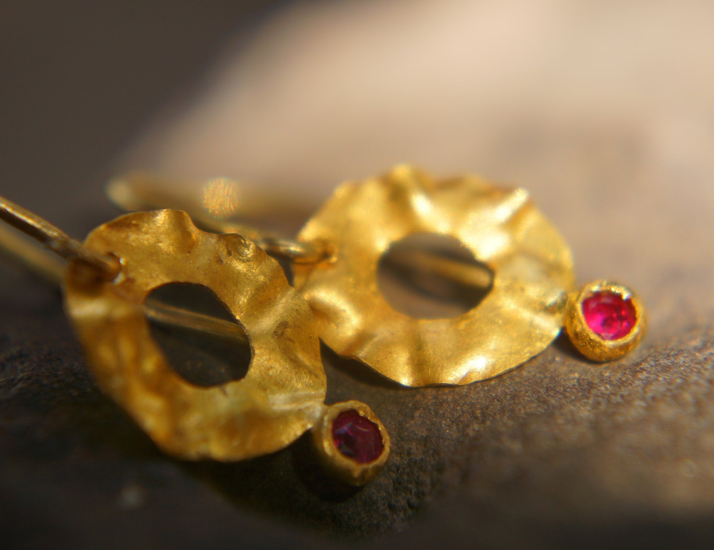 24k gold ruby earring//red ruby Earrings//Gold Dangle ruby | Etsy