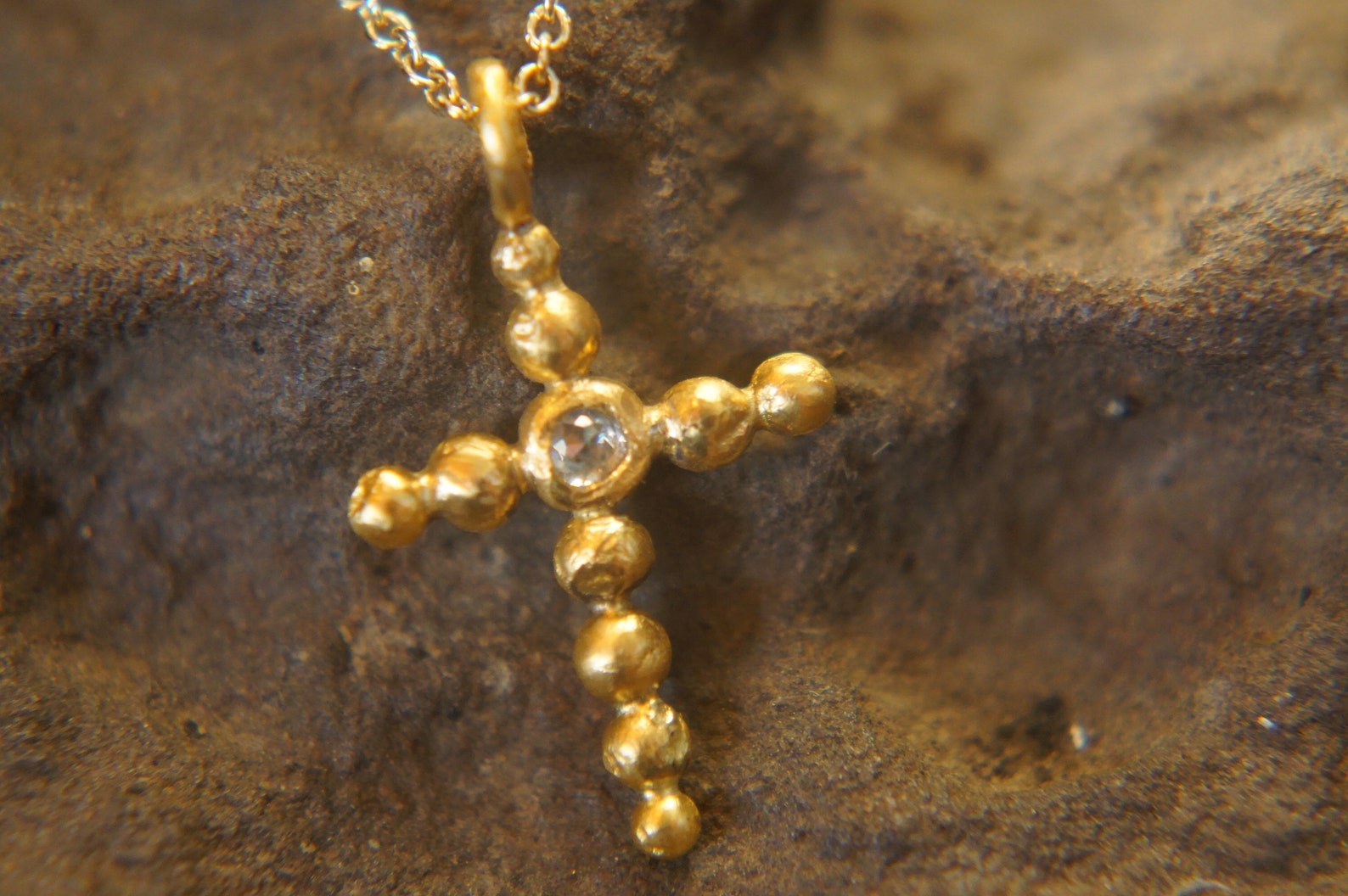 24k Gold Diamond Cross//gold Cross//gold Artisan Cross//diamond Gold ...
