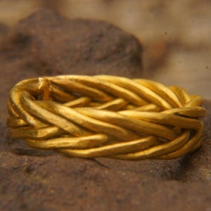 24k Gold Braided Ring//24k Braided Ring//artisan 24k Gold Ring//braided ...