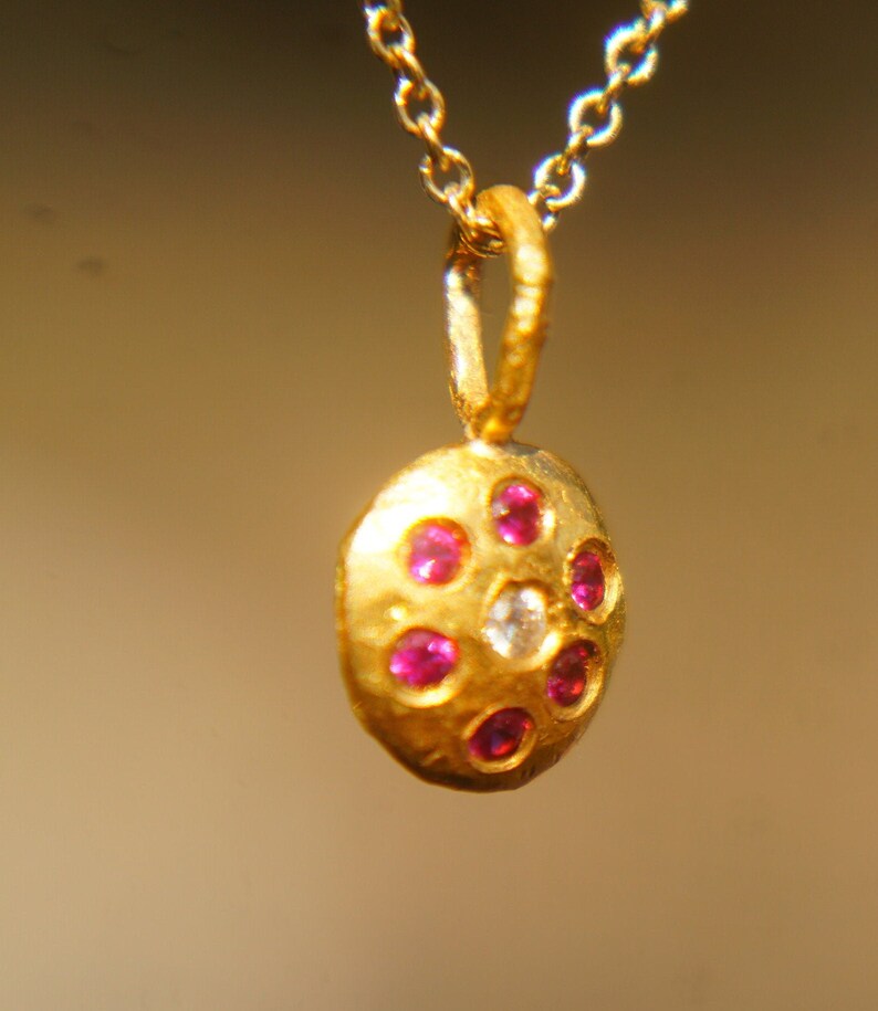 24k Gold Ruby Charm Pendant Disc Pendant Gold Ruby Pendant - Etsy