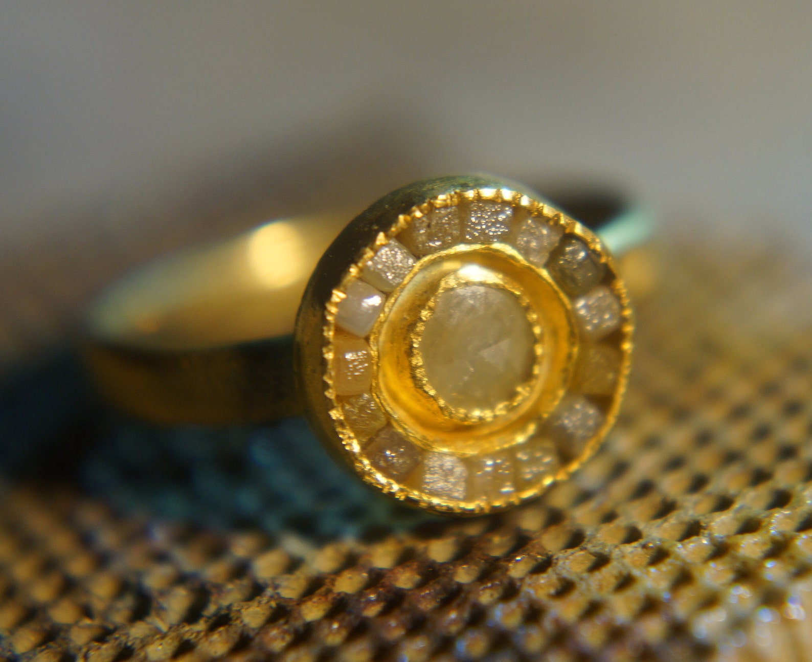 24k Solid Gold//cubic Rough Diamond Ring//gold Engagement - Etsy