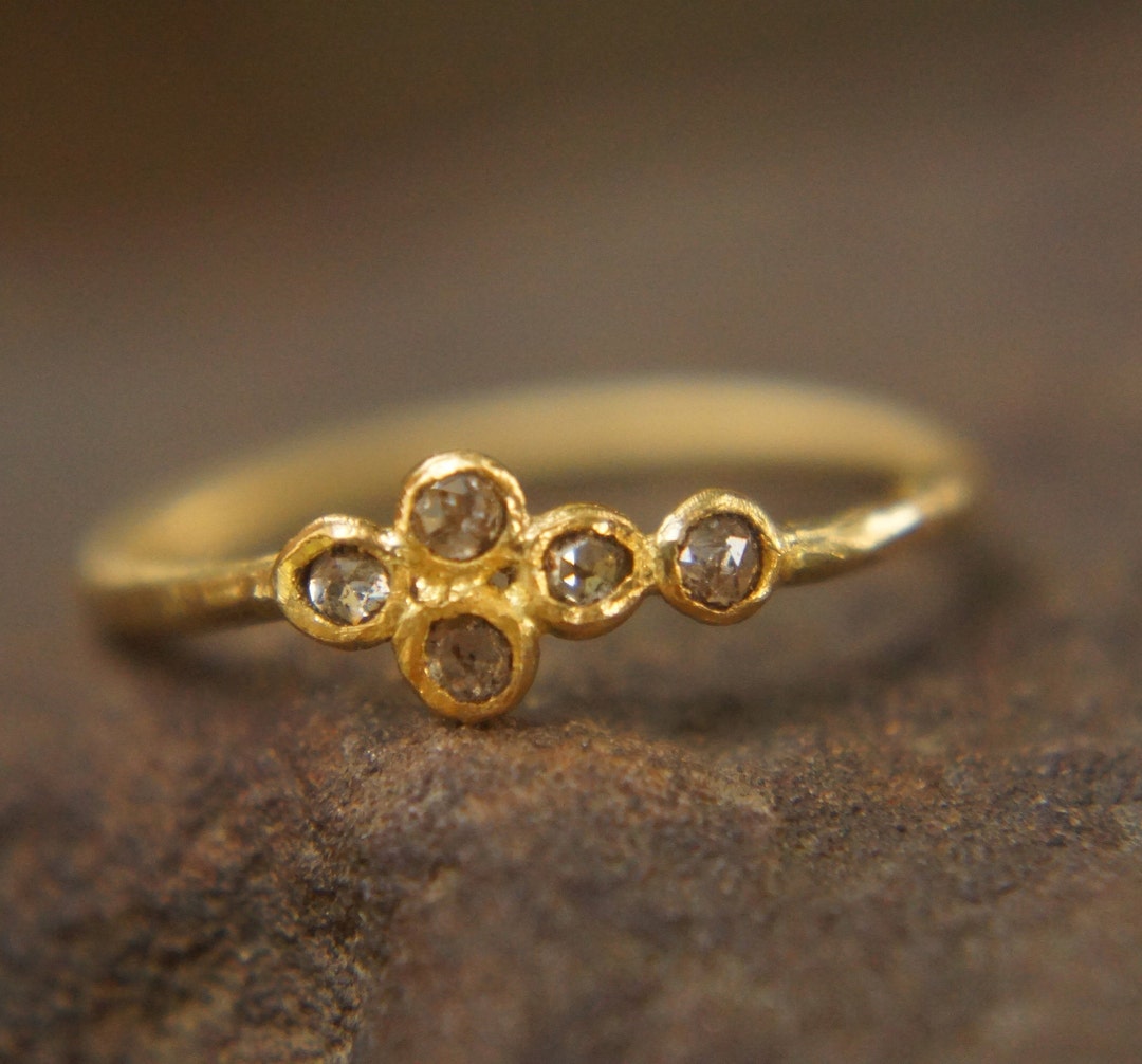 Tiny Diamonds Gold Ring//gold Diamond Ring//unique Diamond Engagement ...