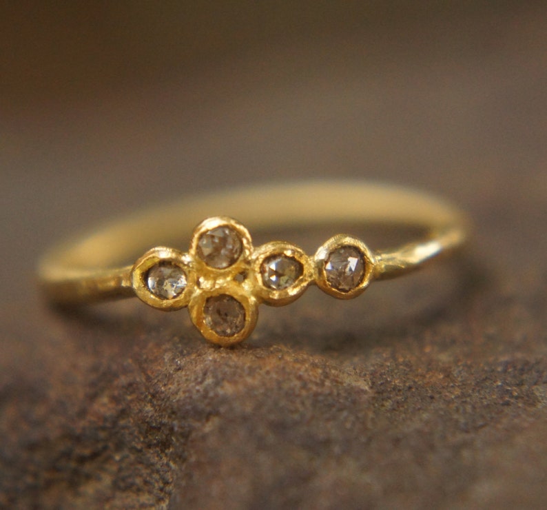 Tiny Diamonds Gold Ring//gold Diamond Ring//unique Diamond - Etsy