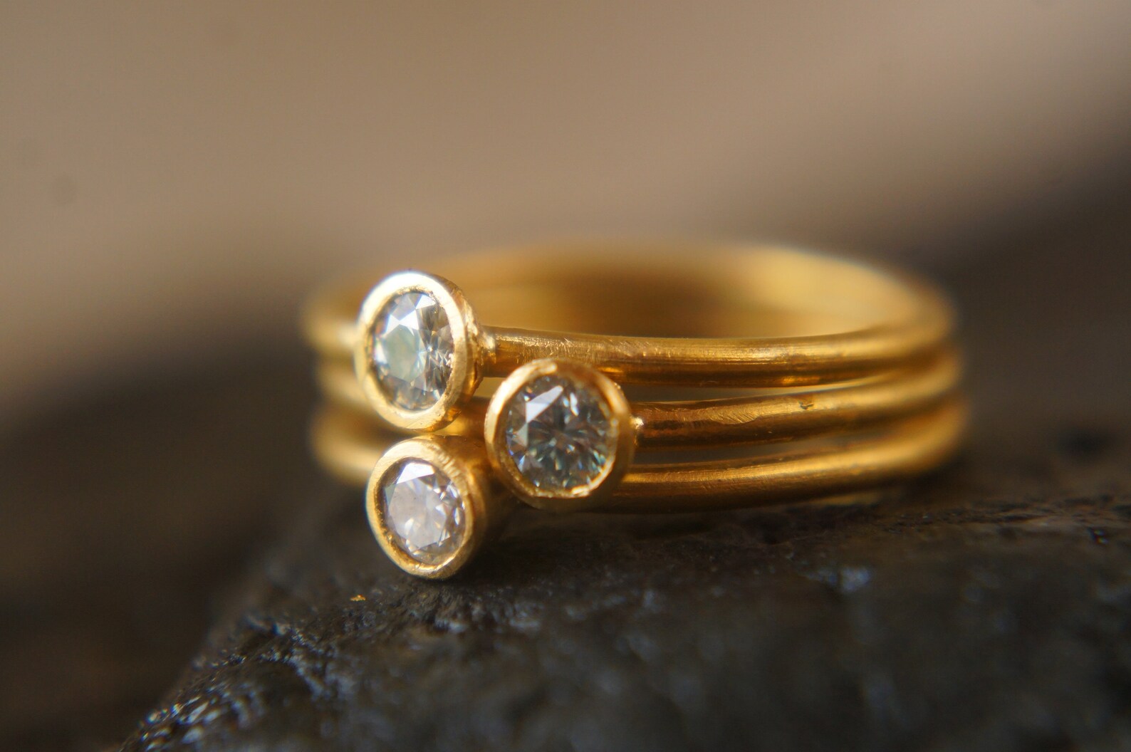 Gold Diamond Ring//24k Gold Diamond Ring//diamond Engagement | Etsy