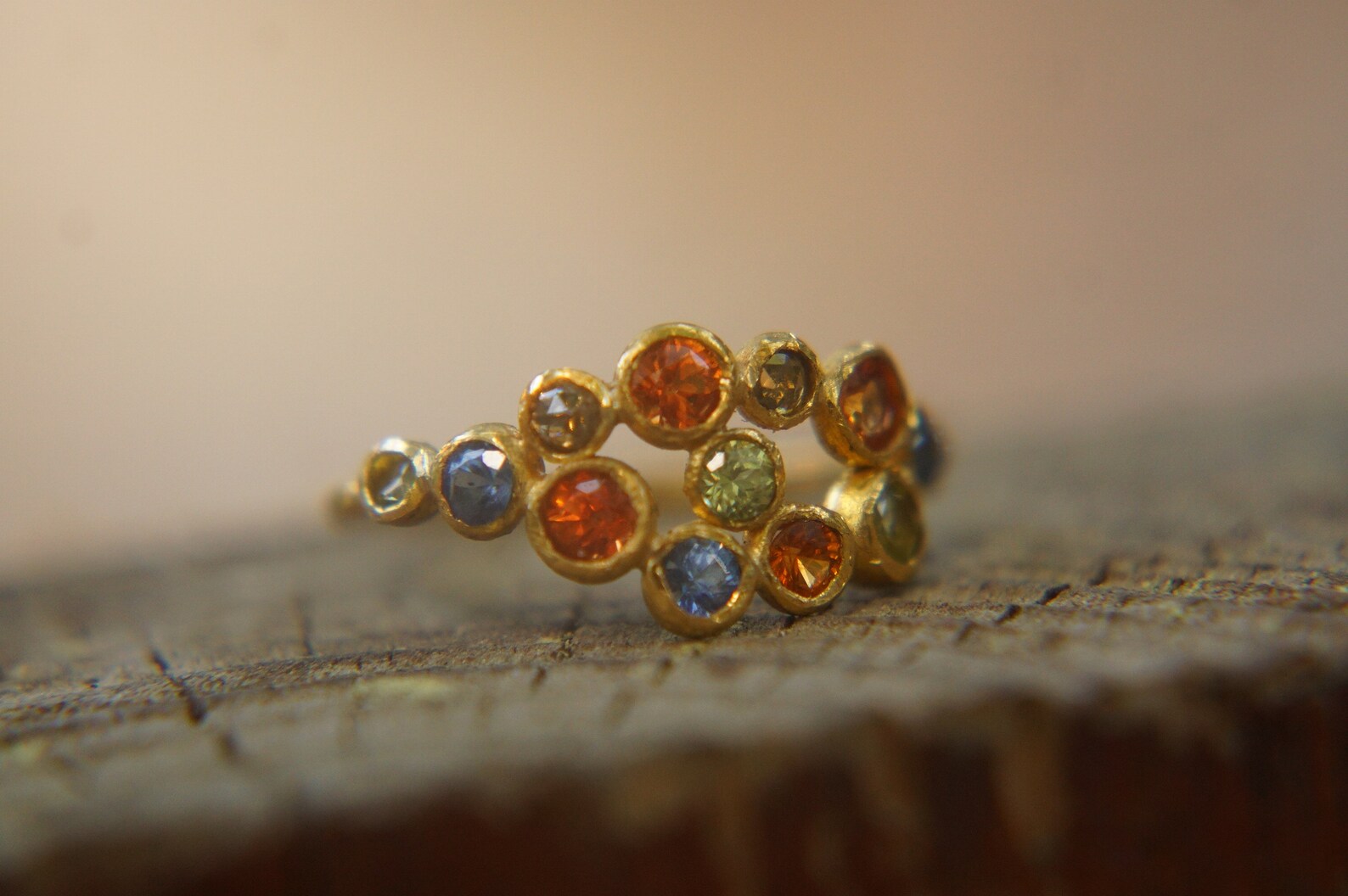 Multi Stone Gold Ring//diamond Sapphire Ring//multi Stone - Etsy