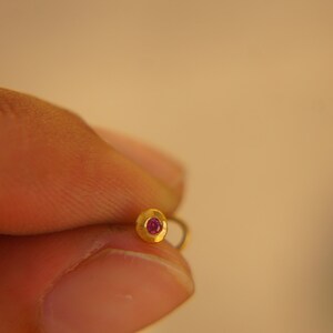 24K Gold Ruby Nose Studs//gold Ruby Nose Stud//solid Gold Nose Piercing ...