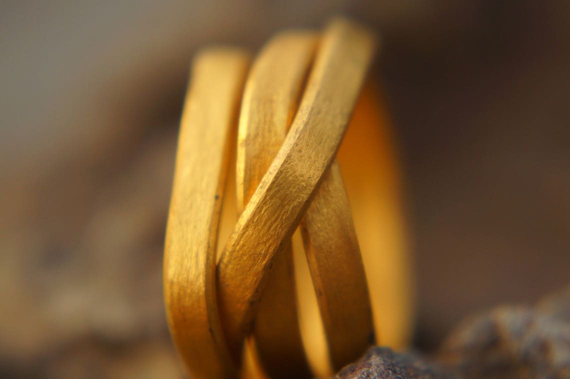 24k Gold Band//24k Hammered Ring//artisan Hammered - Etsy