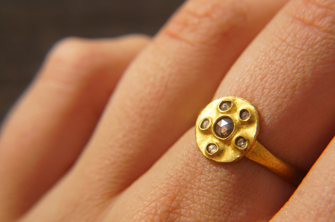 24k Diamonds Statement Ring//24k Diamond Ring//unique Diamond | Etsy