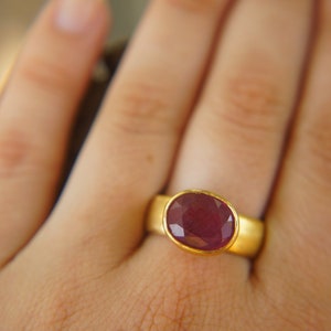 24k Gold Ruby Ring//24k Gold Ring//solid Gold Ring//red Gem Ring//24k ...