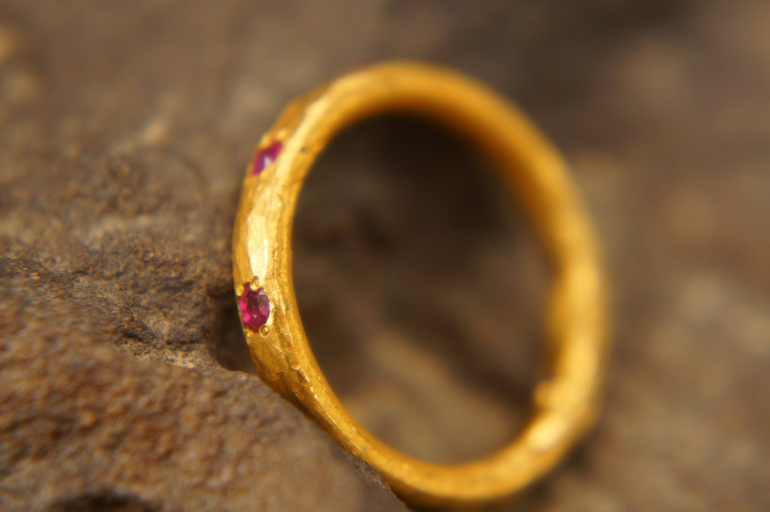 24k Ruby Ring //gold Ruby Ring//hammered Engagement Ring//24k - Etsy