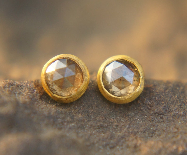 Solid 24k Gold//drop Diamond Studs//teardrop Diamond | Etsy