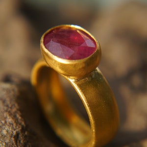 24k Gold Ruby Ring//24k Gold Ring//solid Gold Ring//red Gem Ring//24k ...