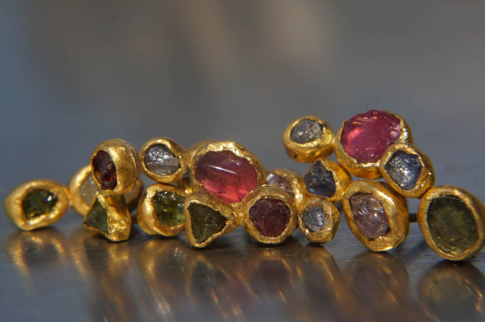 Solid 24k Gold Raw Gem Studs raw Gem Stone Earrings-stud | Etsy