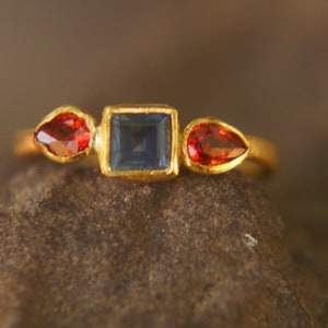 Red and Blue Sapphire Ring// Gold Sapphire Ring//blue Sapphire Gold ...
