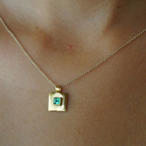 Solid 24k Gold Pendant//gold Square Emerald Pendant//artisan - Etsy