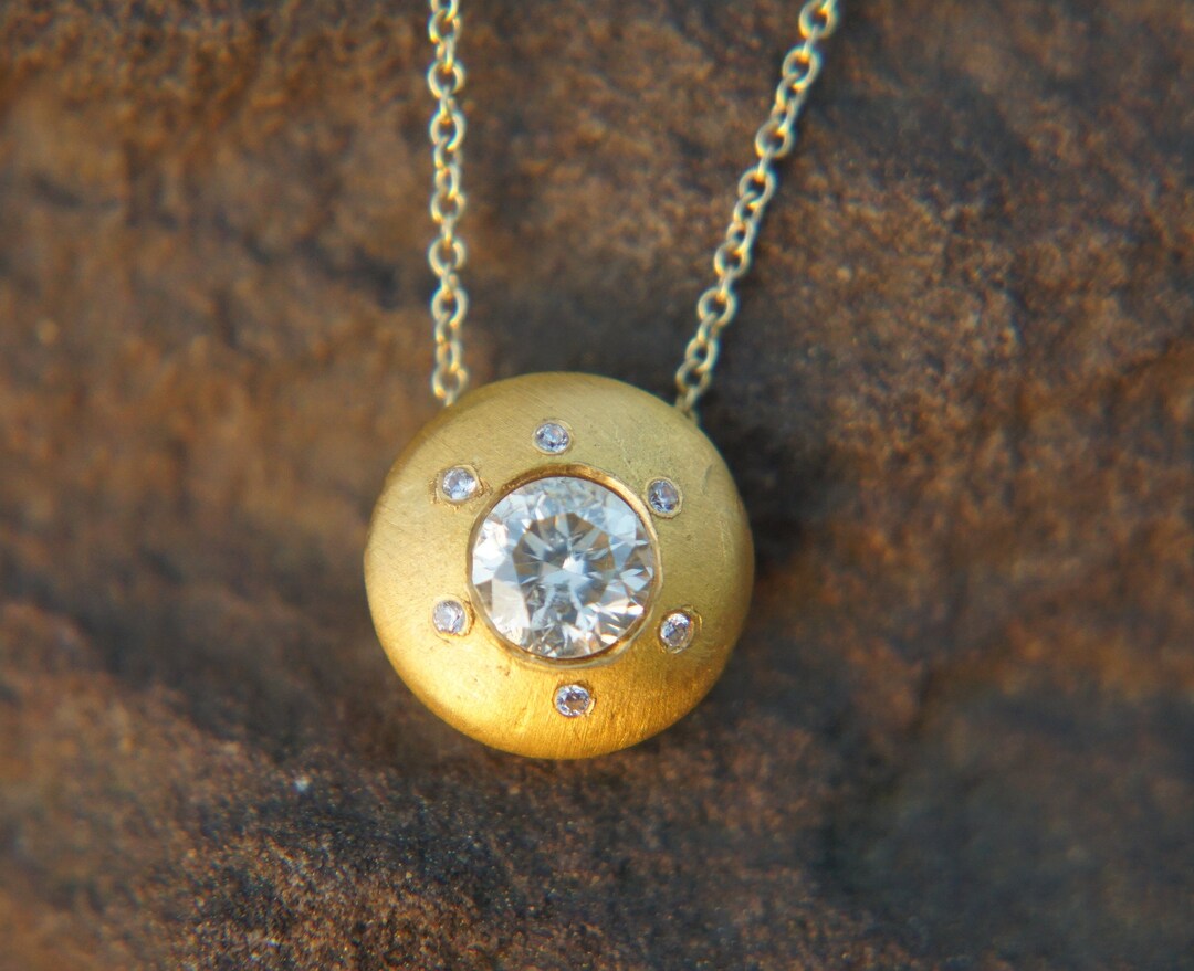 24k Gold Moissanite Diamond Pendant//moissanite Diamond Pendant//gold ...