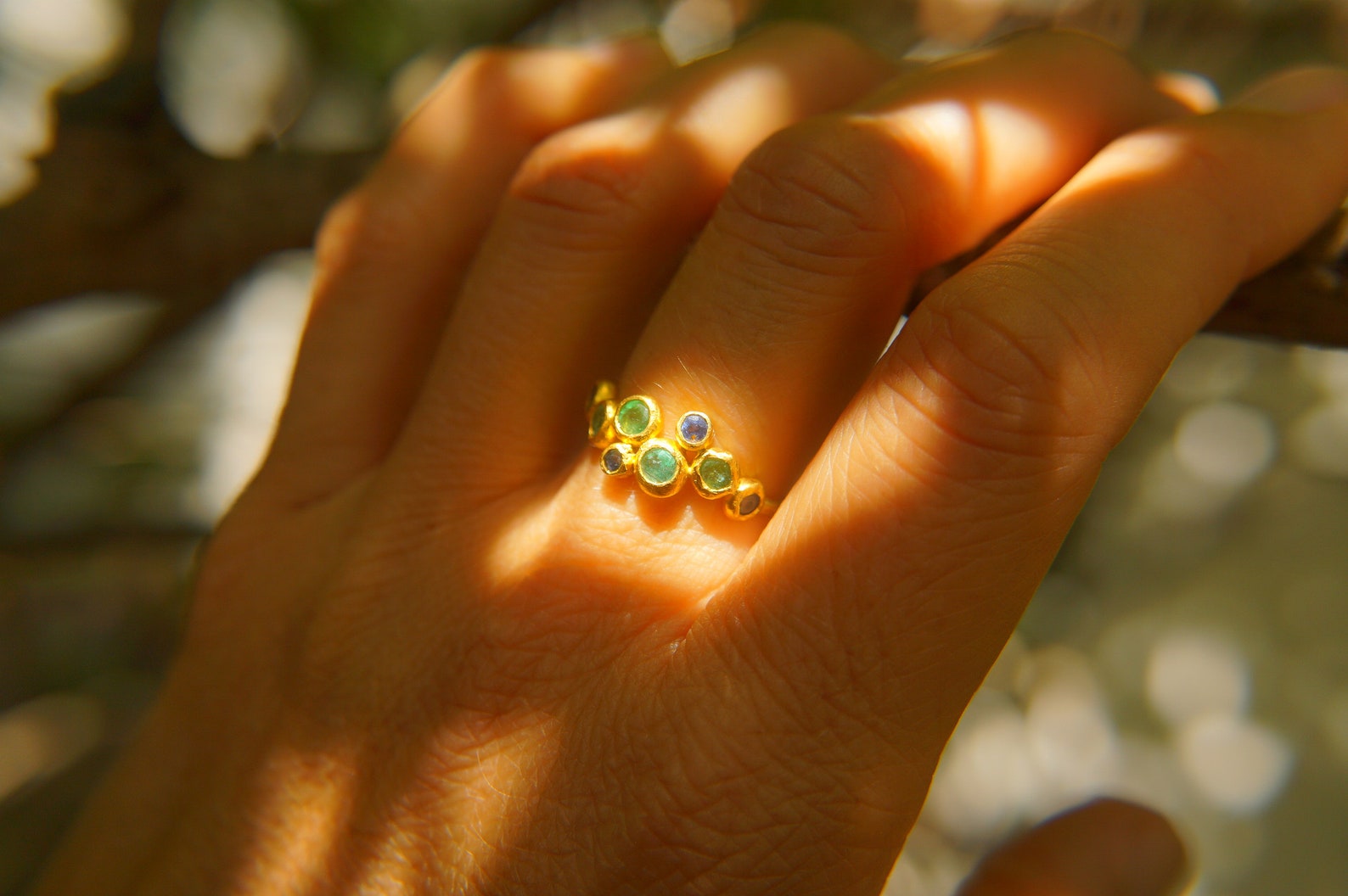 Mult Stone Gold Ring//artisan Solid Gold Ring//multicolor | Etsy