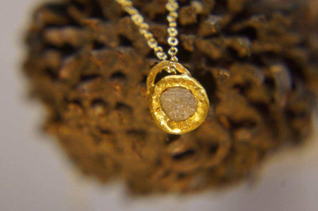 Solid 24k Gold Pendant//gold Charm Necklace//gemstone Pendant//rough ...