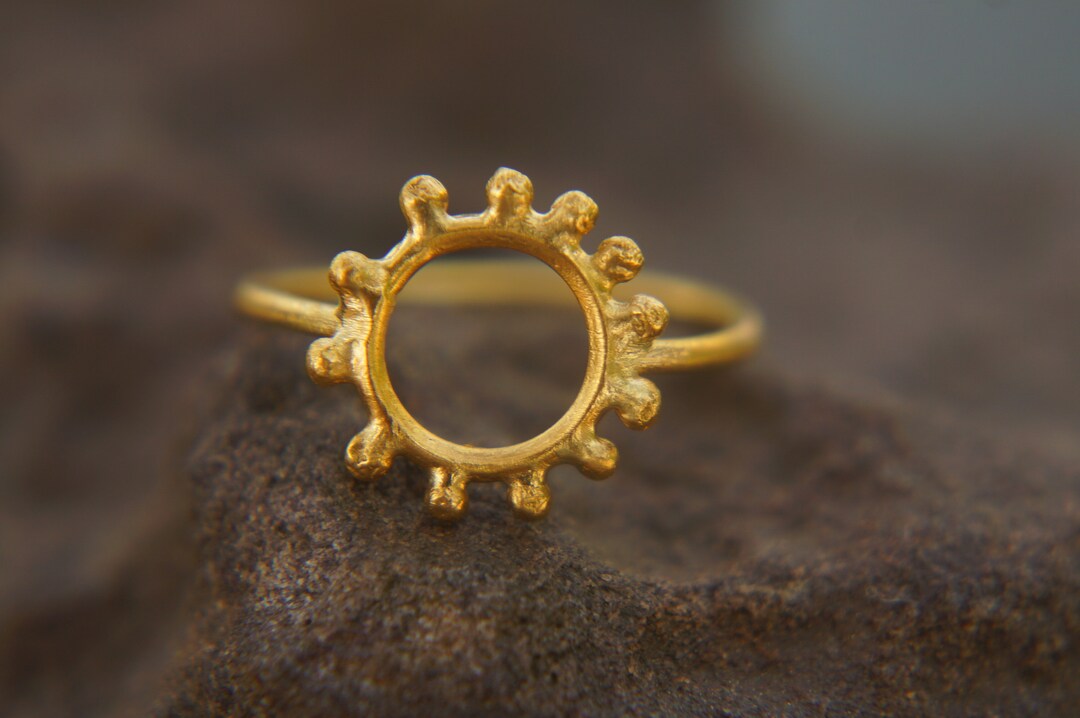 24k Sun Gold Ring//24k Gold Handmade Ring//artisan Gold Ring//gold Sun ...