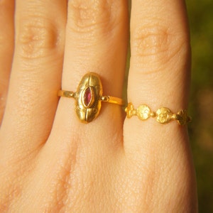 24k Signet Gold Ruby Ring//24k Gold Handmade Ring//artisan Gold Ruby ...