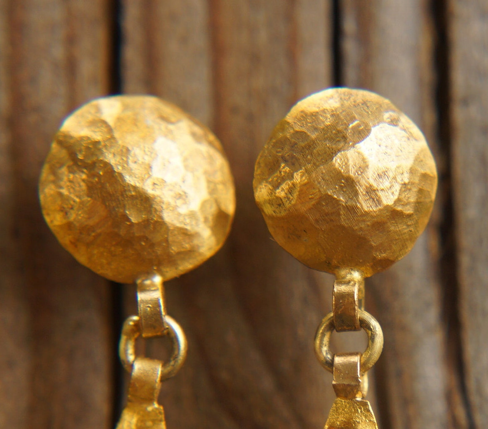 24K Gold Earrings//solid Gold Dangle//handcrafted | Etsy