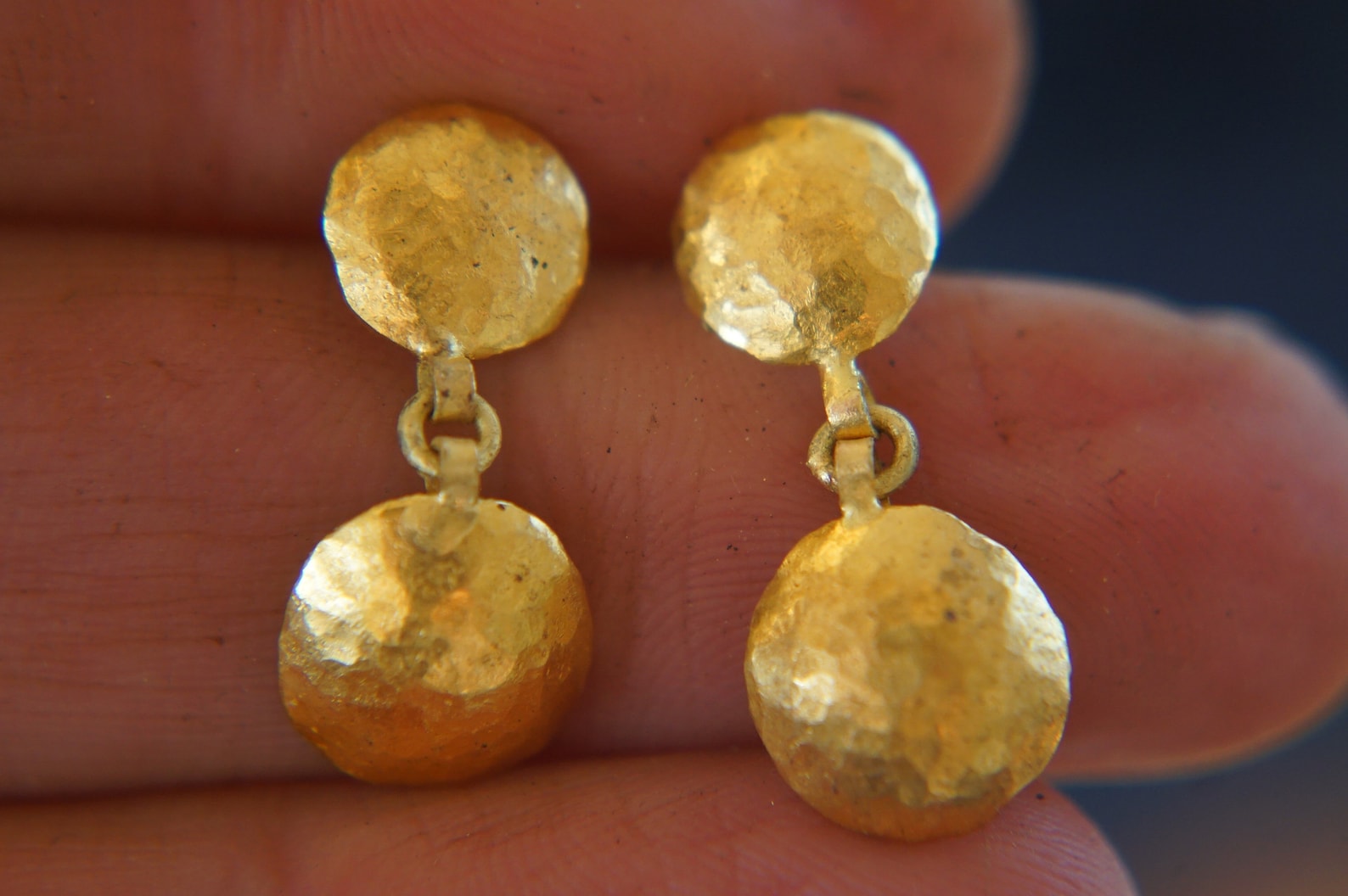 24K Gold Earrings//solid Gold Dangle//handcrafted | Etsy