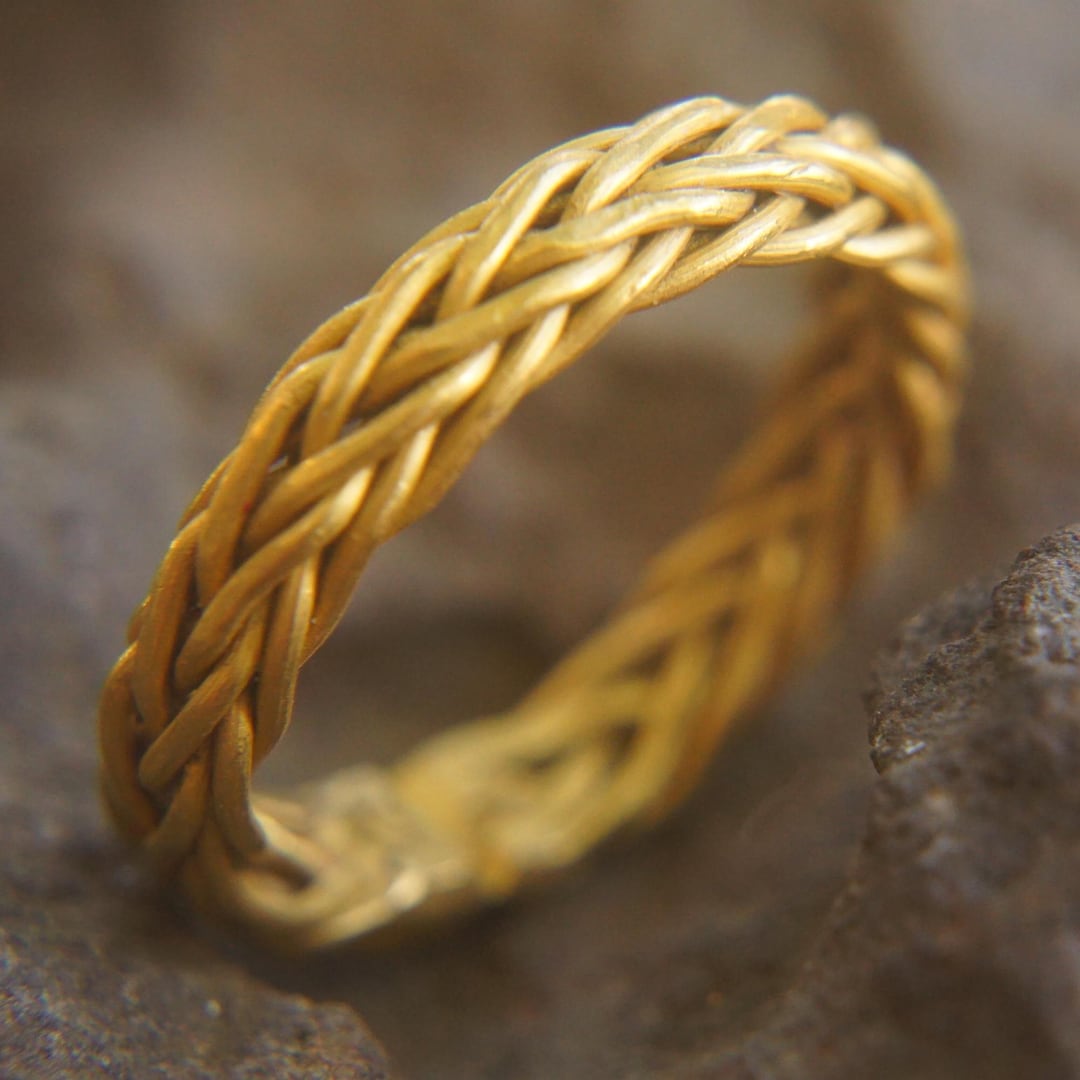 24k Gold Braided Ring//24k Braided Ring//artisan 24k Gold Ring//braided ...