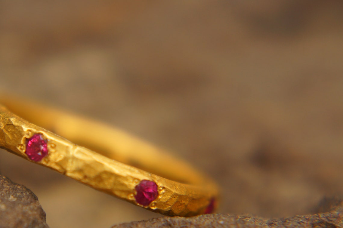 24k Ruby Ring //gold Ruby Ring//hammered Engagement Ring//24k - Etsy