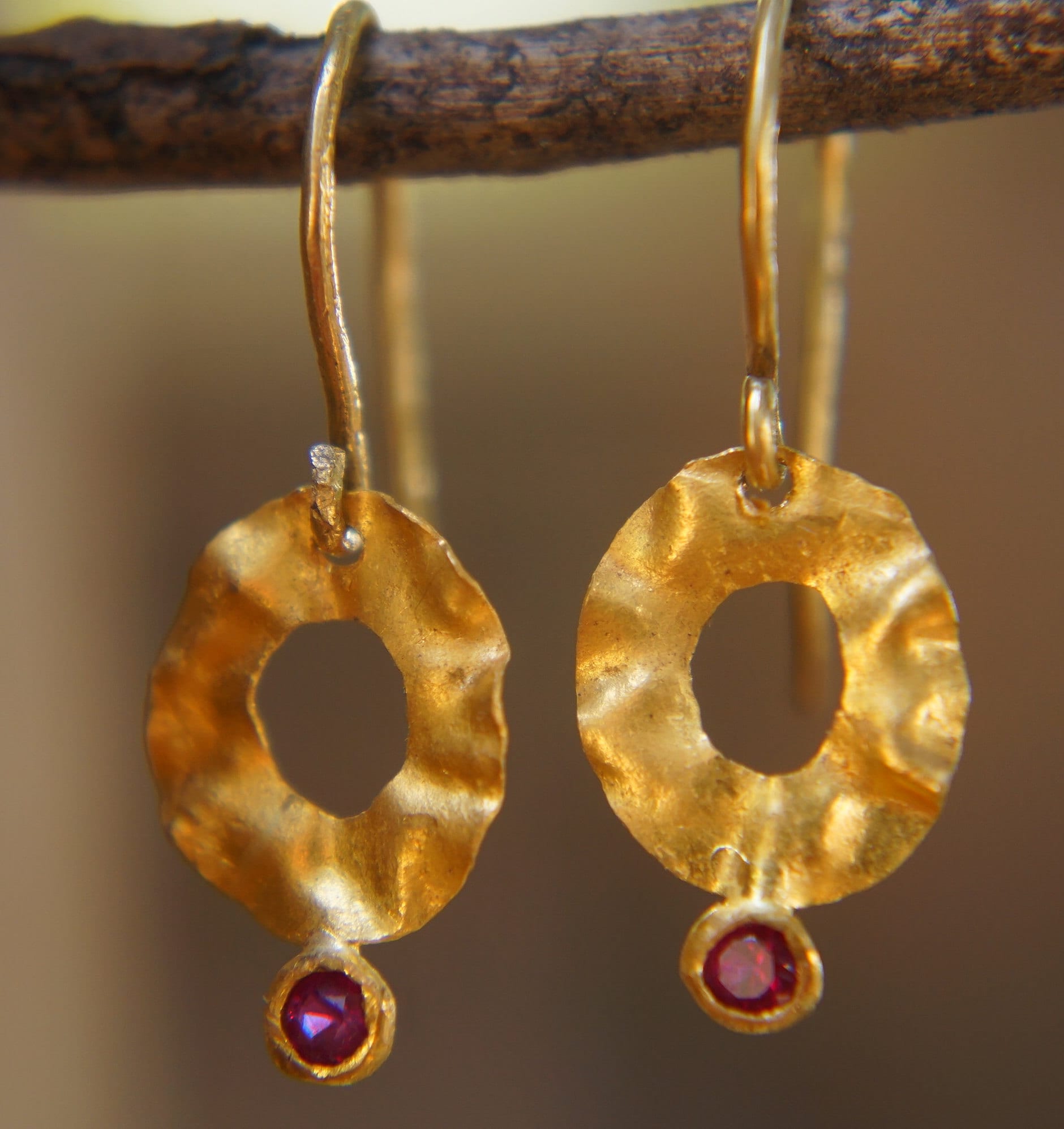 24k gold ruby earring//red ruby Earrings//Gold Dangle ruby | Etsy