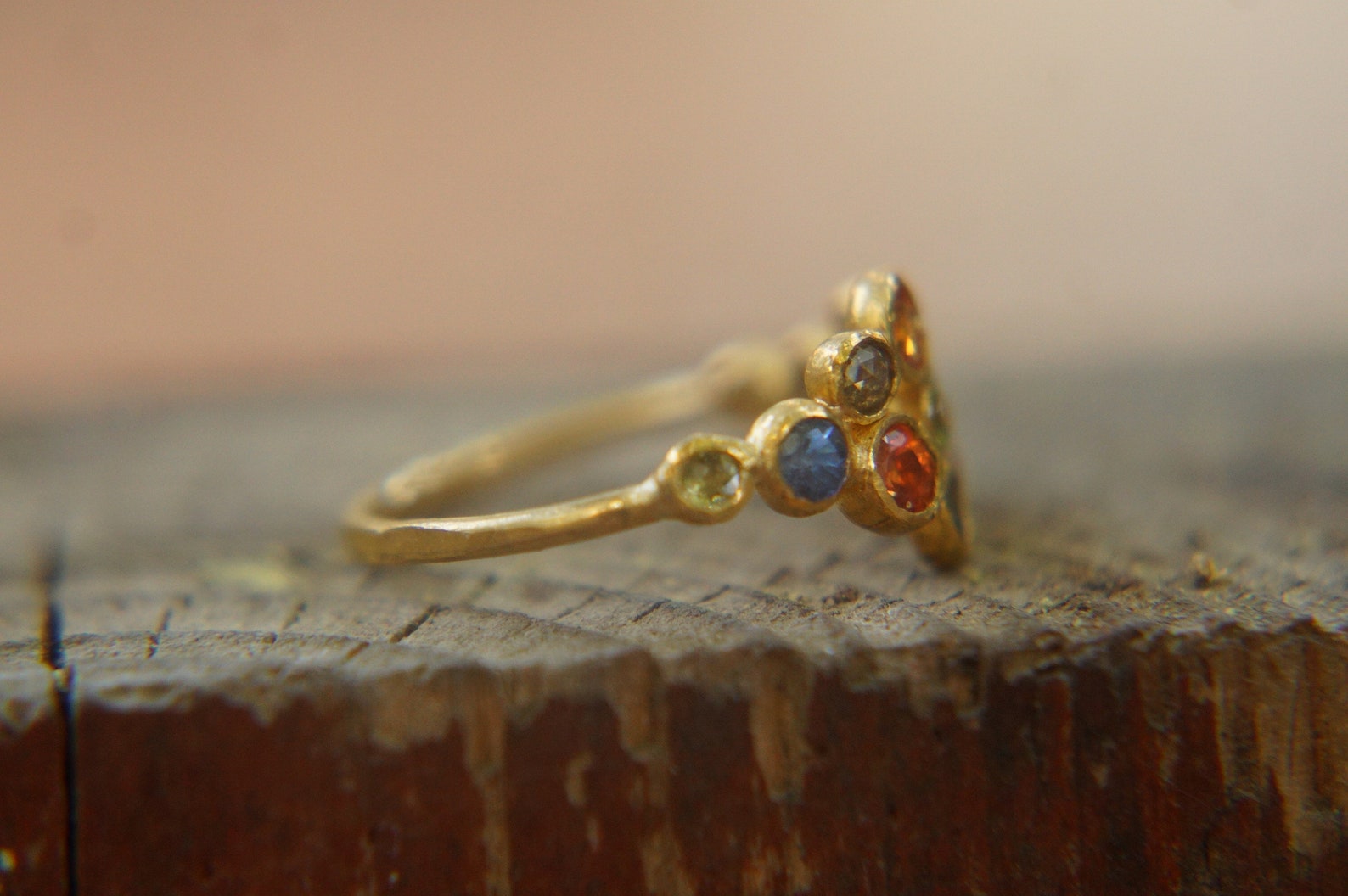 Multi Stone Gold Ring//diamond Sapphire Ring//multi Stone - Etsy