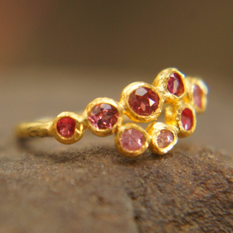 Sapphire Ruby Gold Ring//artisan Sapphire Ring//ruby Sapphire - Etsy