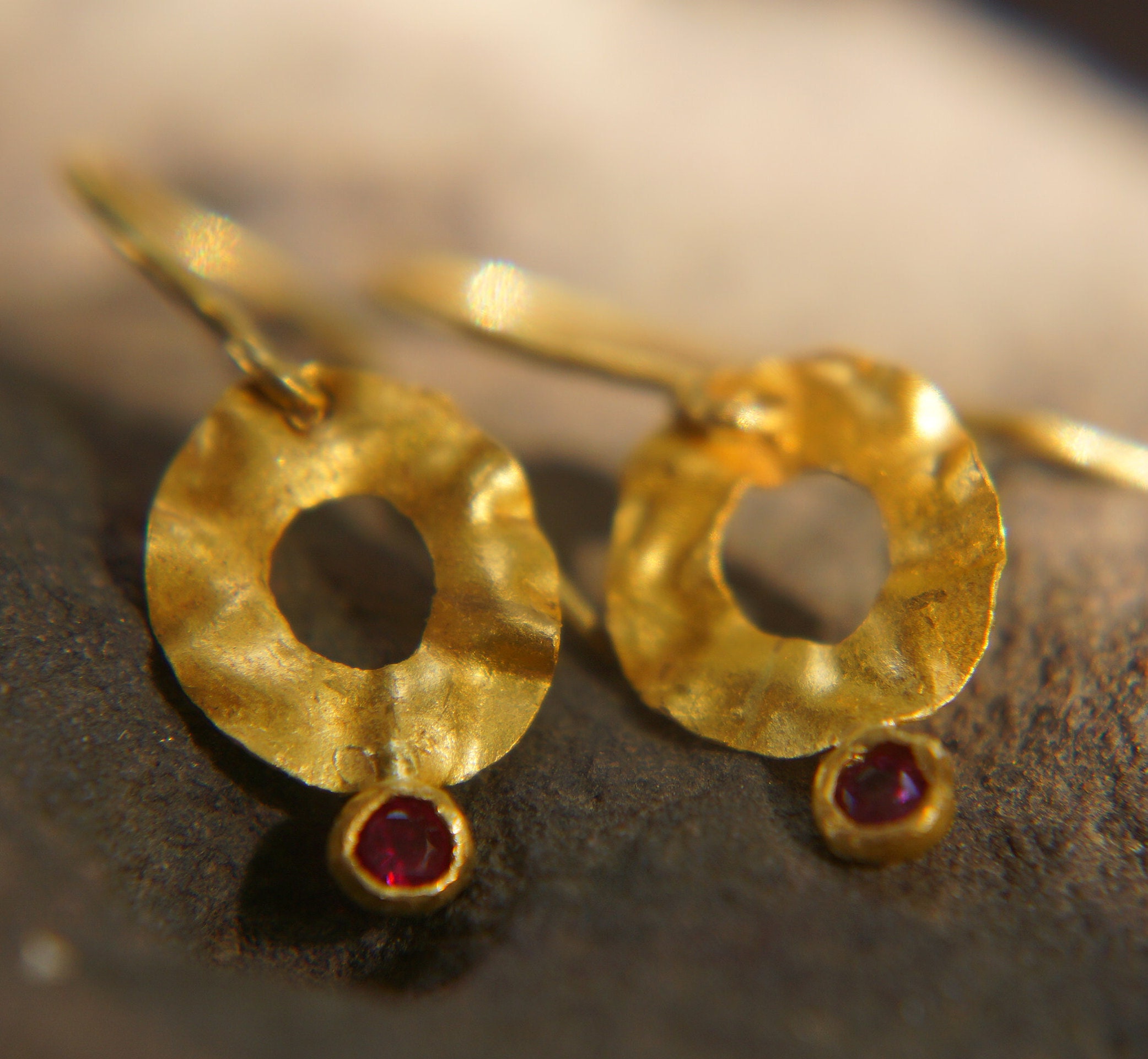 24k gold ruby earring//red ruby Earrings//Gold Dangle ruby | Etsy