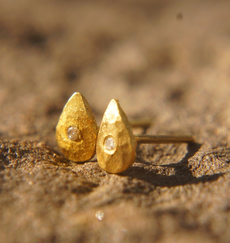 Black Friday Sale Diamond Drop Studs gold Diamond - Etsy