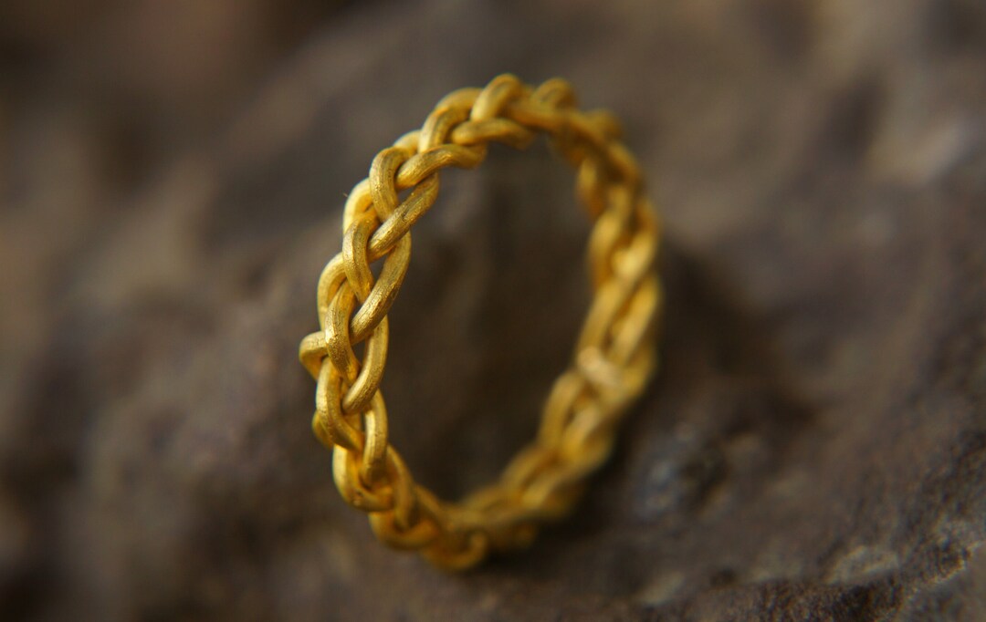 24k Gold Braided Ring//24k Braided Ring//artisan 24k Gold Ring//braided ...