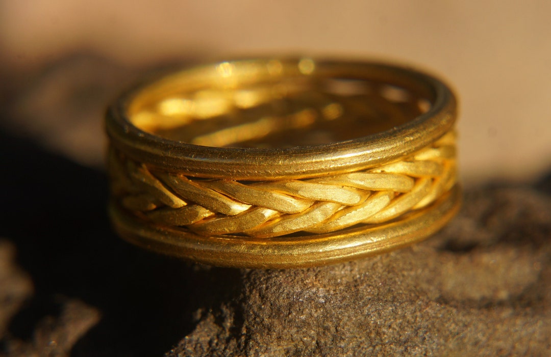 24k Gold Braided Ring//24k Braided Ring//artisan 24k Gold Ring//braided ...