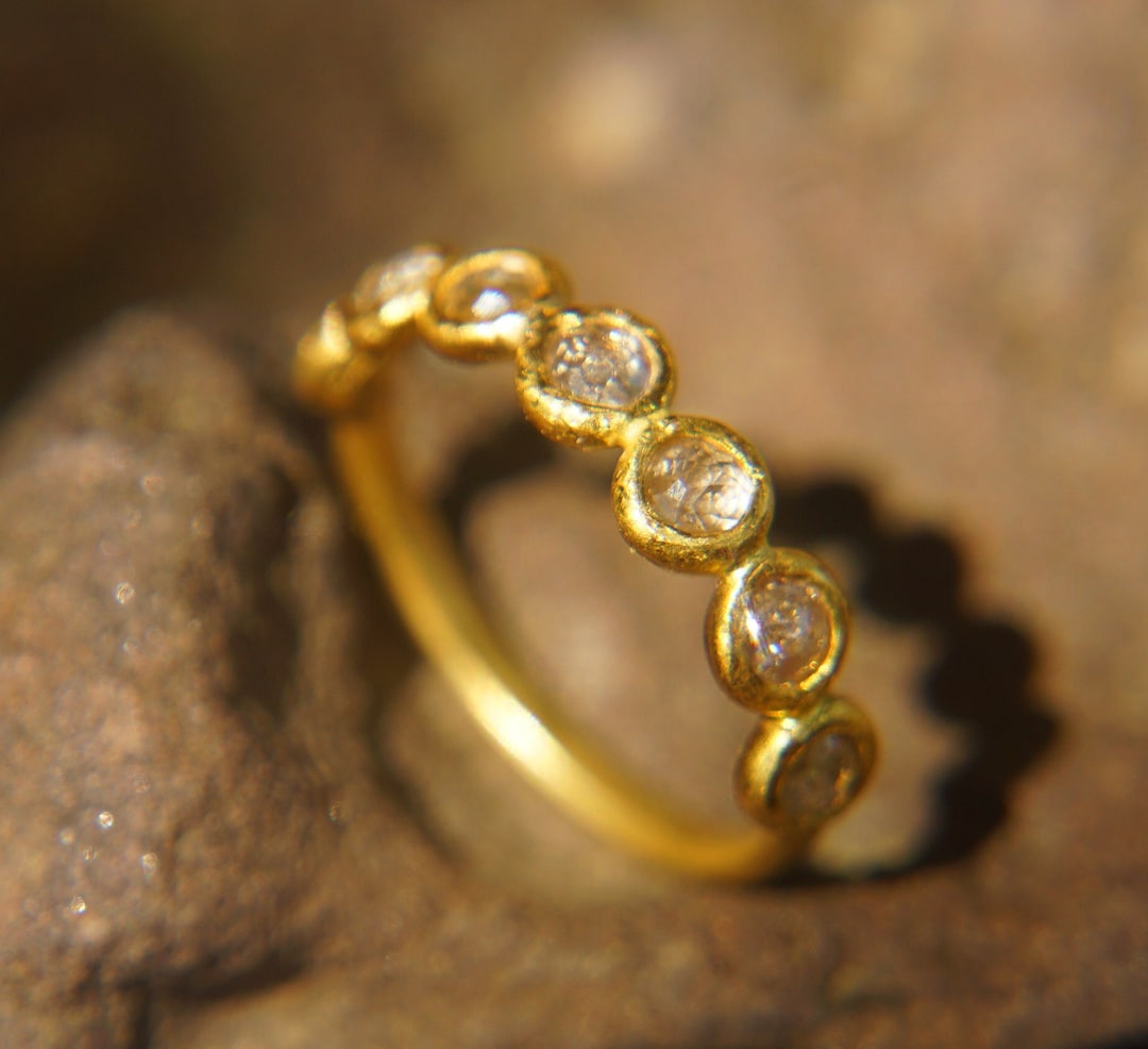 Gold Diamonds Ring// 24k Gold Diamonds Ring//unique Diamond Engagement ...