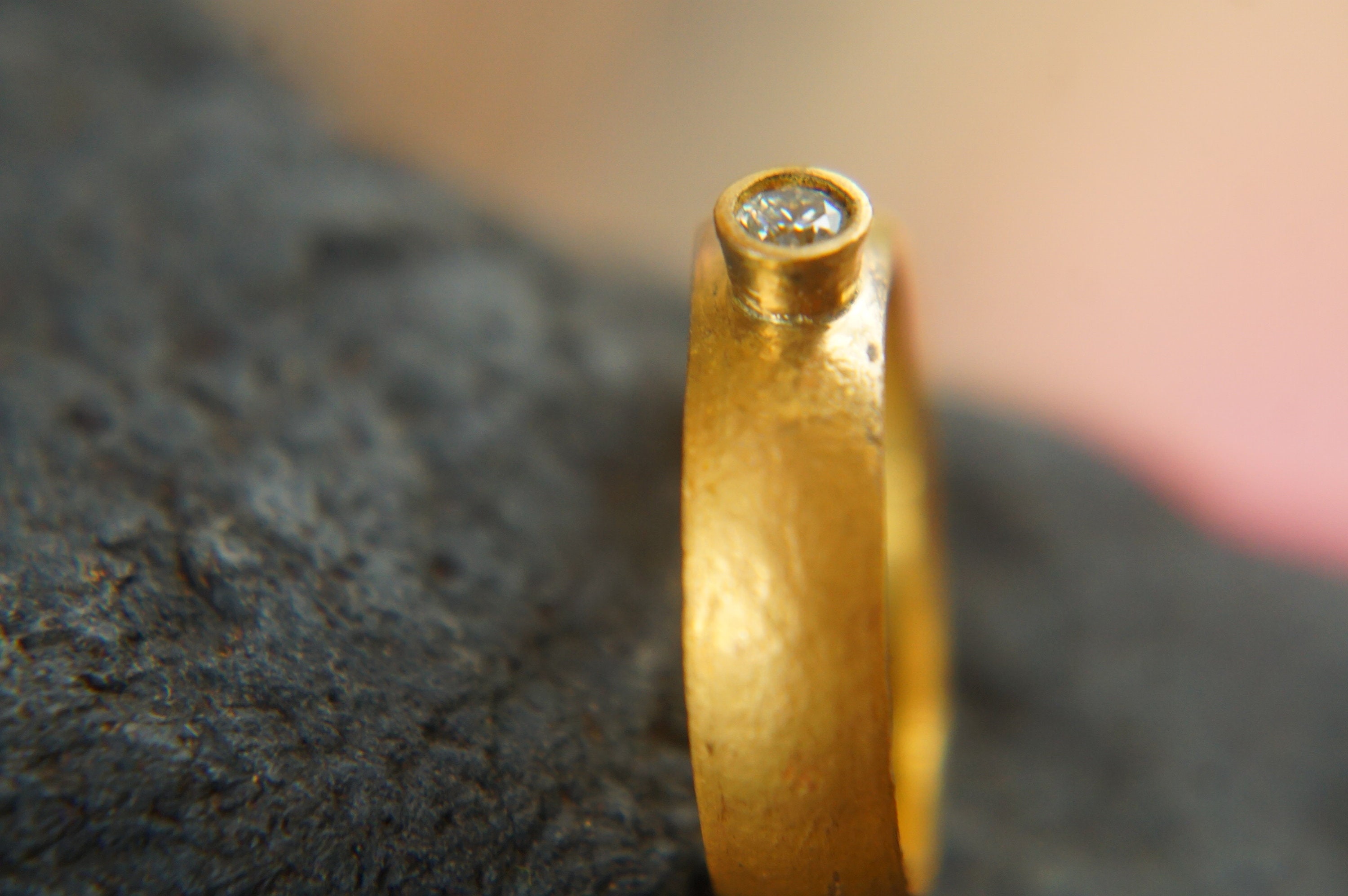 Gold diamond ring//24k gold diamond ring//diamond engagement | Etsy