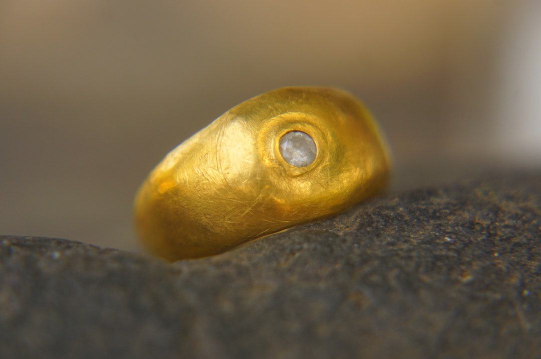 24k Gold Diamond Ring//gold Statement Ring//24k Diamond Engagement Ring ...