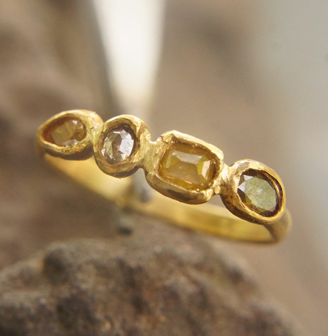 Unique Engagement Ring//artisan Rose Cut Diamond Ring//24k Engagement ...