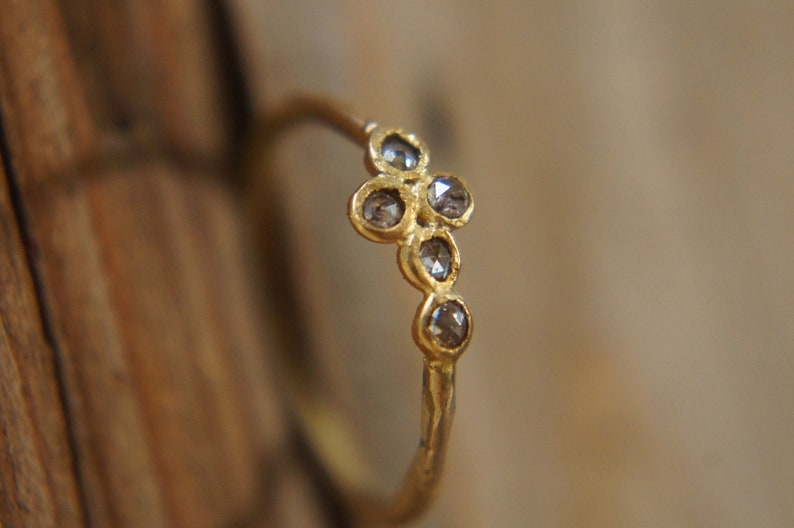 Tiny Diamonds Gold Ring//gold Diamond Ring//unique Diamond - Etsy