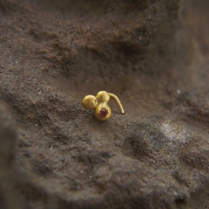24K Gold Ruby Nose Studs//gold Nose Stud//solid Gold Nose Piercing ...