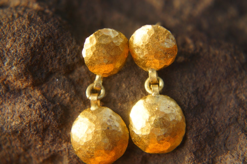 24K Gold Earrings//solid Gold Dangle//handcrafted | Etsy