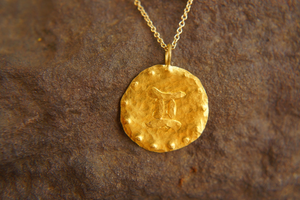 24k Gold Zodiac Signs Pendant//sign Gold Necklace//24k Gold Classic ...