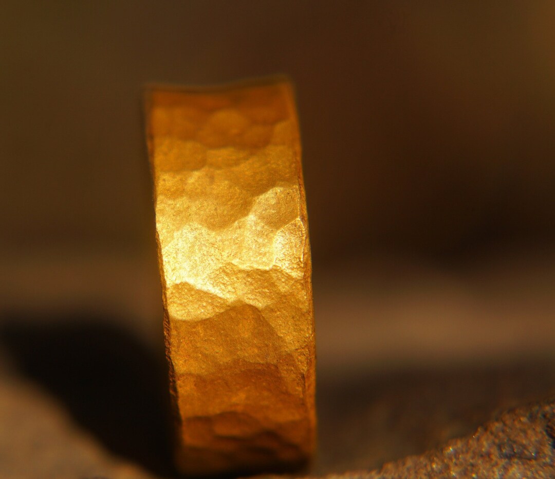 24k Wedding Band//24k Yellow Gold//artisan Hammered Handmade//fine Gold ...