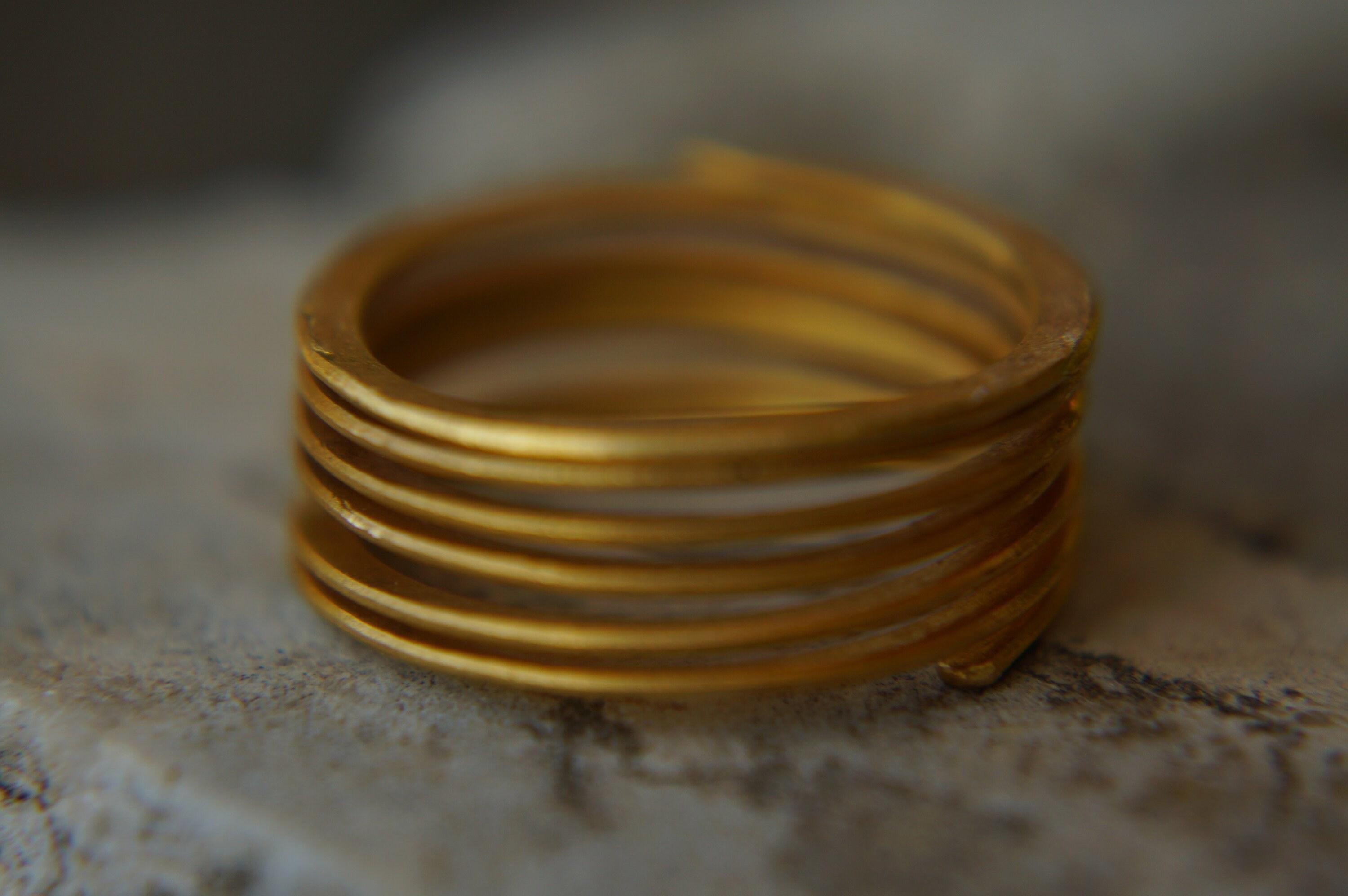 ONE stacking gold ring //22k yellow gold //hammered handmade | Etsy