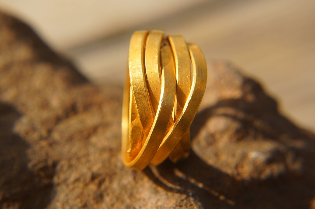 24k Gold Band//24k Hammered Ring//artisan Hammered Handmade//fine Gold ...